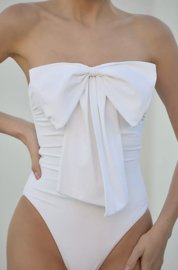 Anthropologie Strapless Bow One-Piece Swimsuit